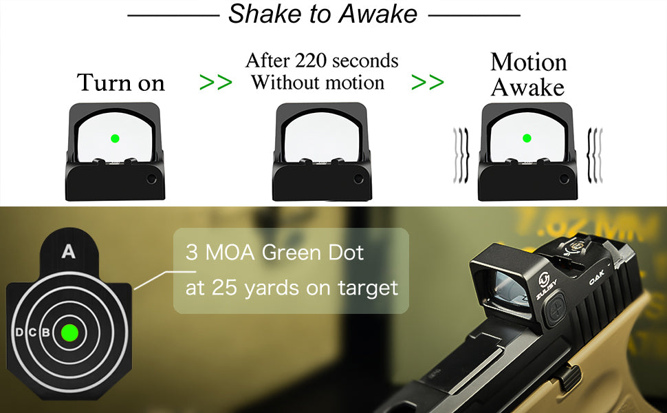Zulisy OAK Shake to Awake Full size Green Dot Reflex Sight (for RMR SR ...