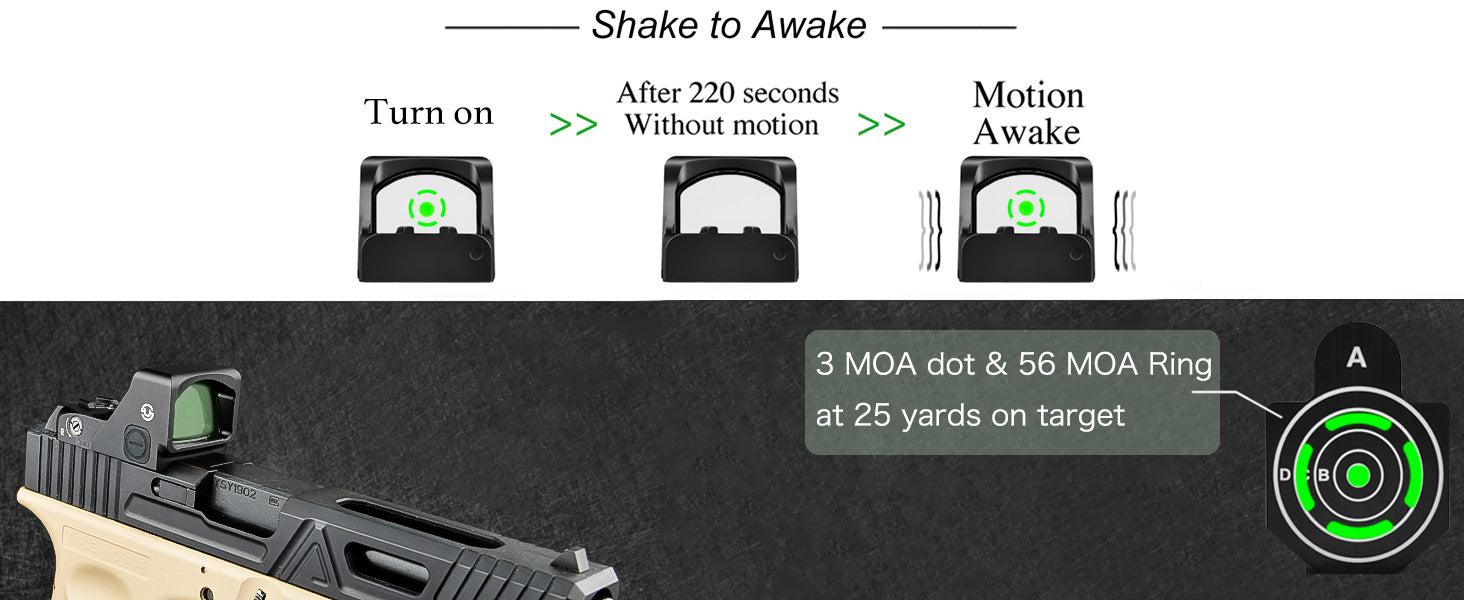 Zulisy OAKc Green Dot Sight 3 MOA Dot & 56 MOA Circle Ring 1x24mm for ...